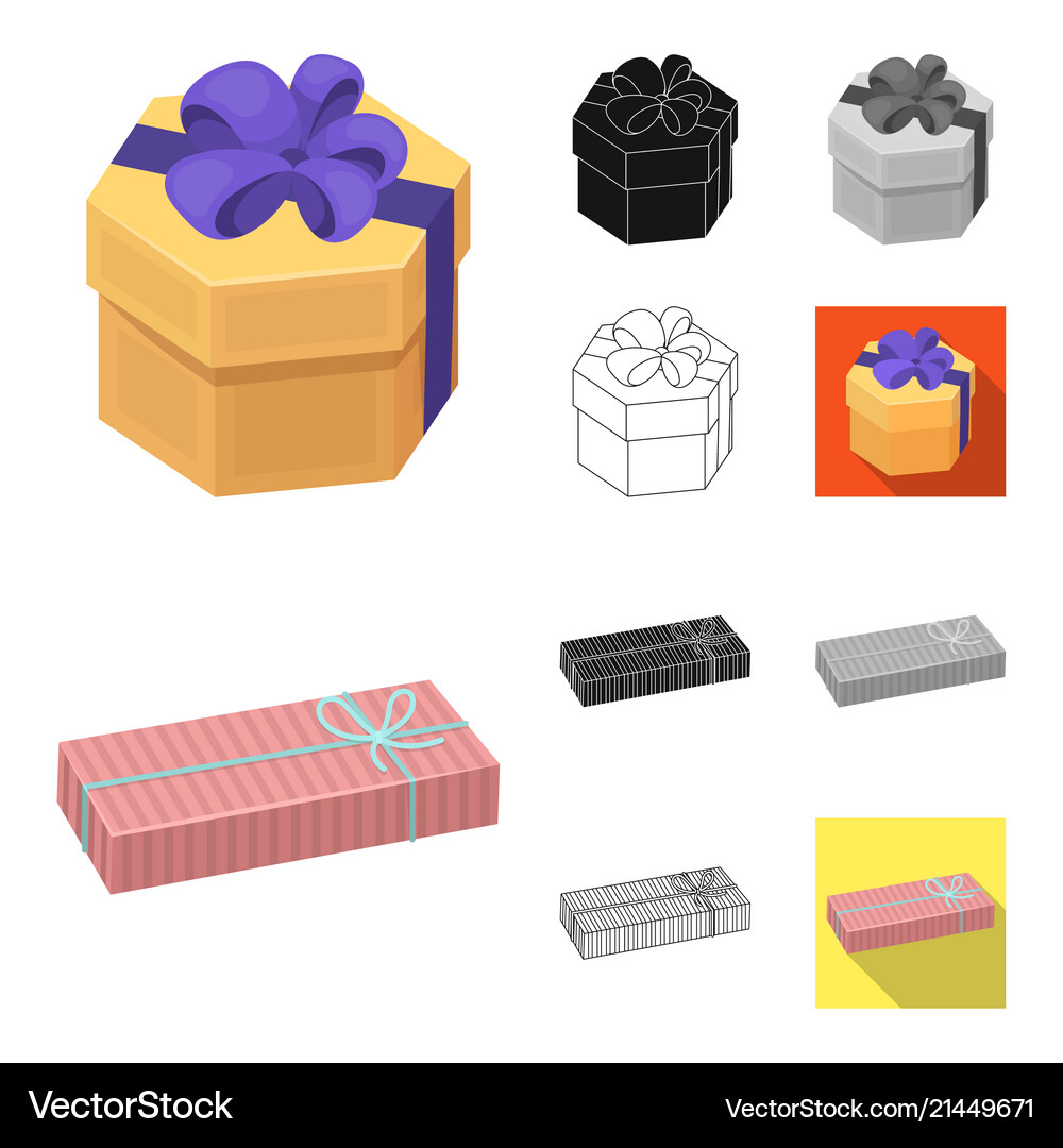 Gift and packing cartoonblackflatmonochrome Vector Image