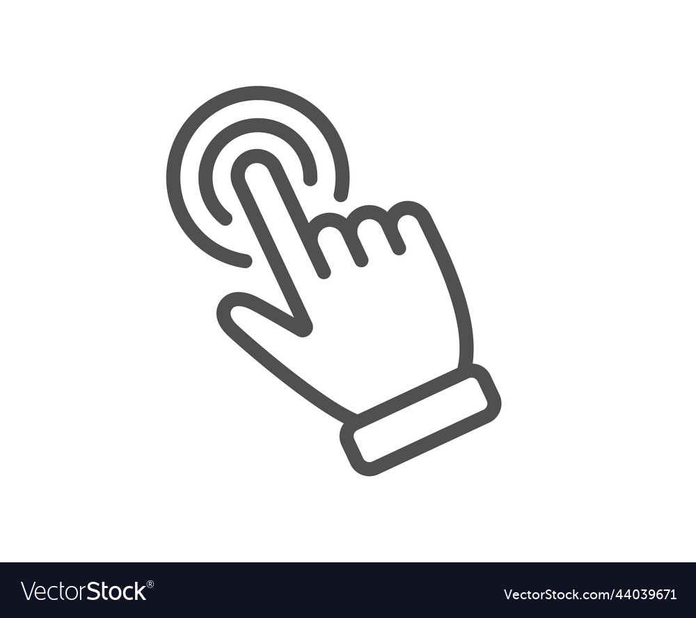 Hand cursor line icon click action sign Royalty Free Vector