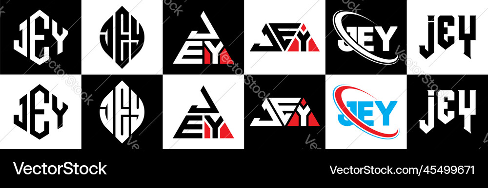 Jey letter logo design in six style polygon Vector Image