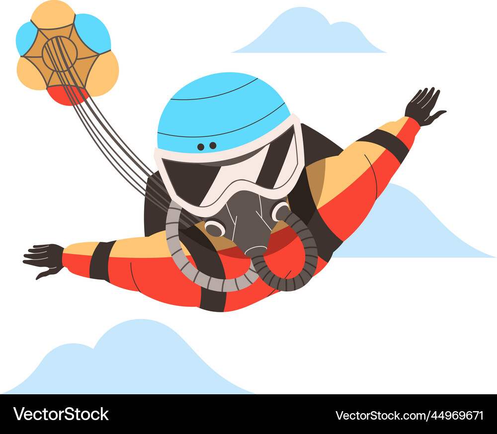 Man character skydiving falling down Royalty Free Vector