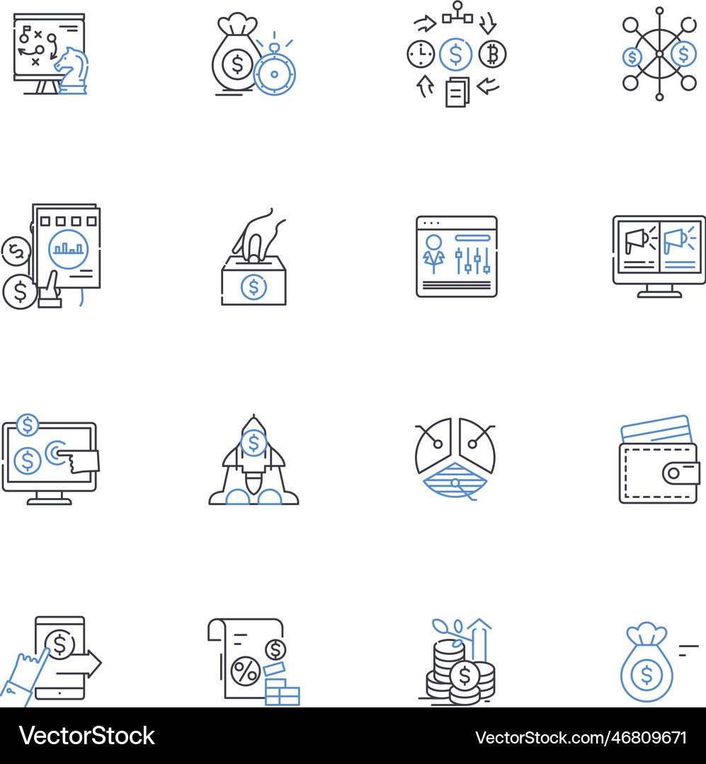 Mortgages line icons collection interest Vector Image