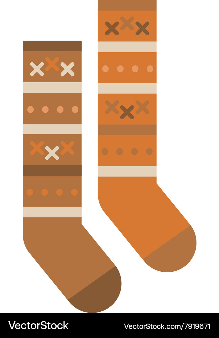 Multicolored woolen winter pair of socks flat Vector Image