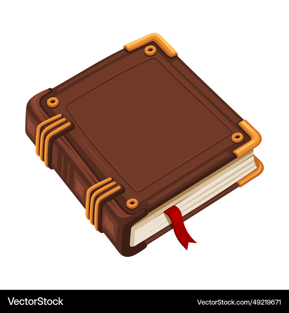 Old vintage book icon with leather cover Vector Image