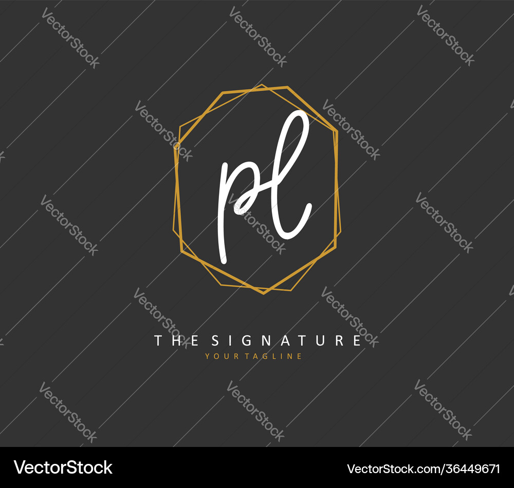 Pl initial letter handwriting and signature logo Vector Image