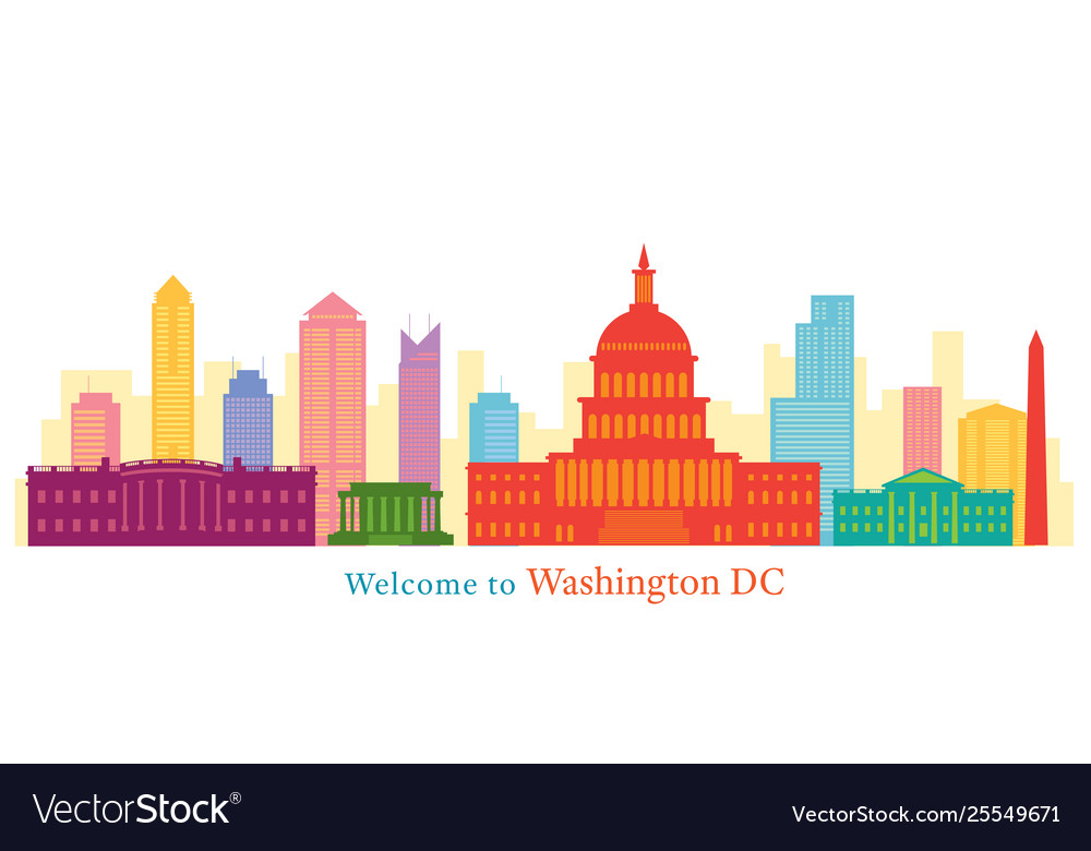 Washington dc landmarks skyline and skyscraper Vector Image