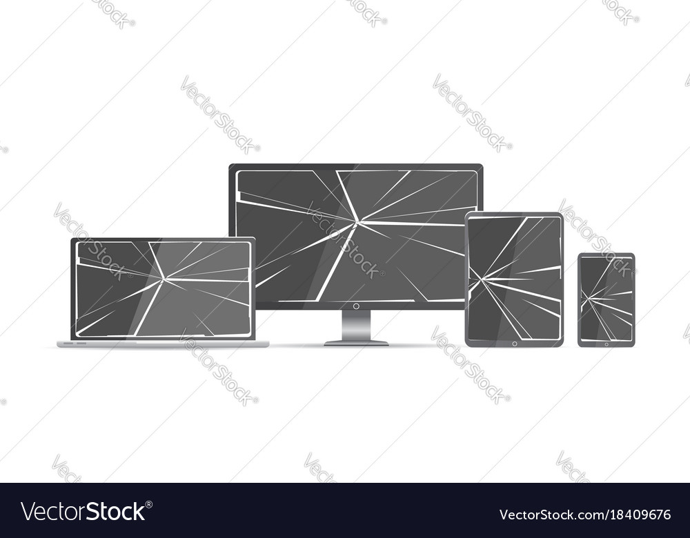 Broken screen set Royalty Free Vector Image - VectorStock