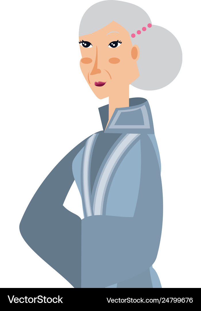 Chinese old woman avatar character Royalty Free Vector Image