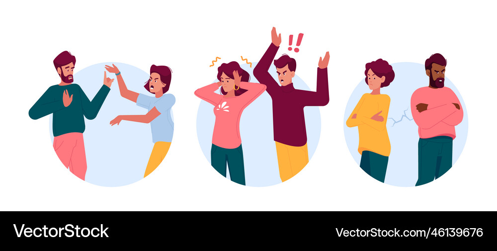 Couple quarrel conflict trouble breakup Royalty Free Vector