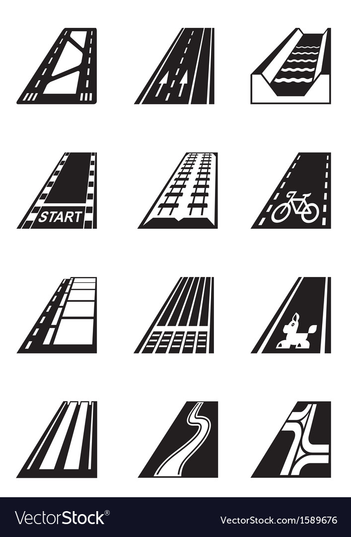 Different types roads Royalty Free Vector Image