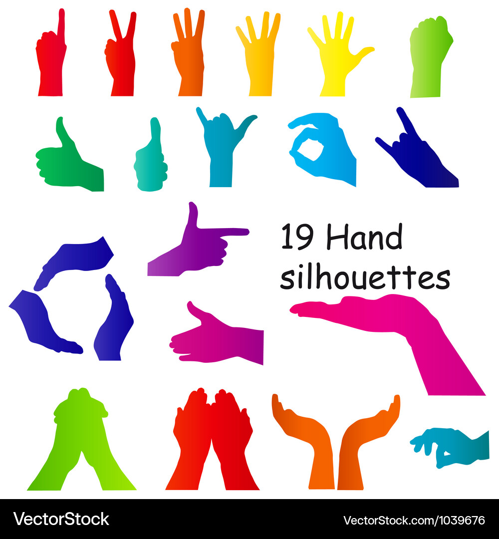 Hand signal silhouettes on white Royalty Free Vector Image
