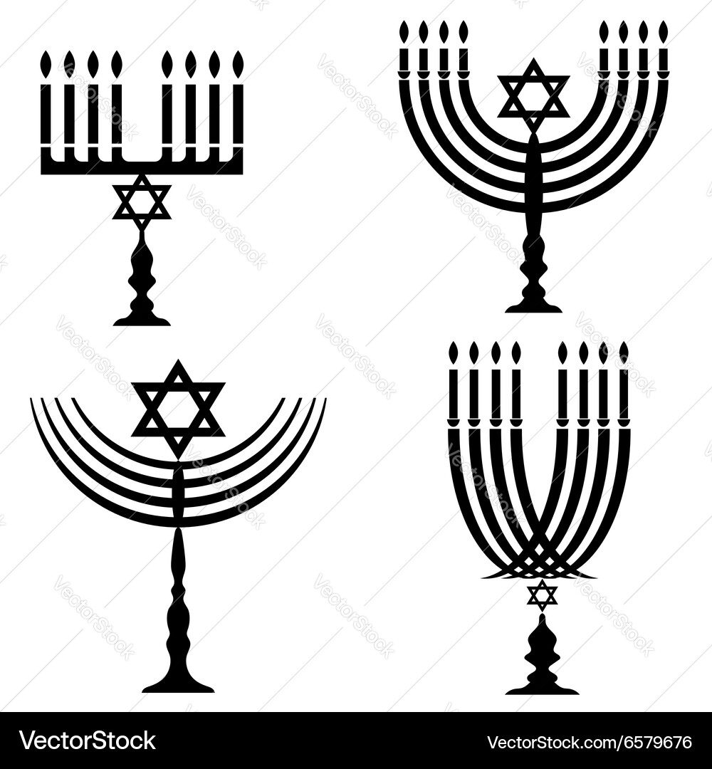 Hanukkah Menorah Silhouettes Royalty Free Vector Image