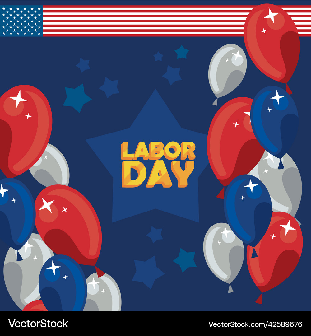 Happy labor day lettering card Royalty Free Vector Image