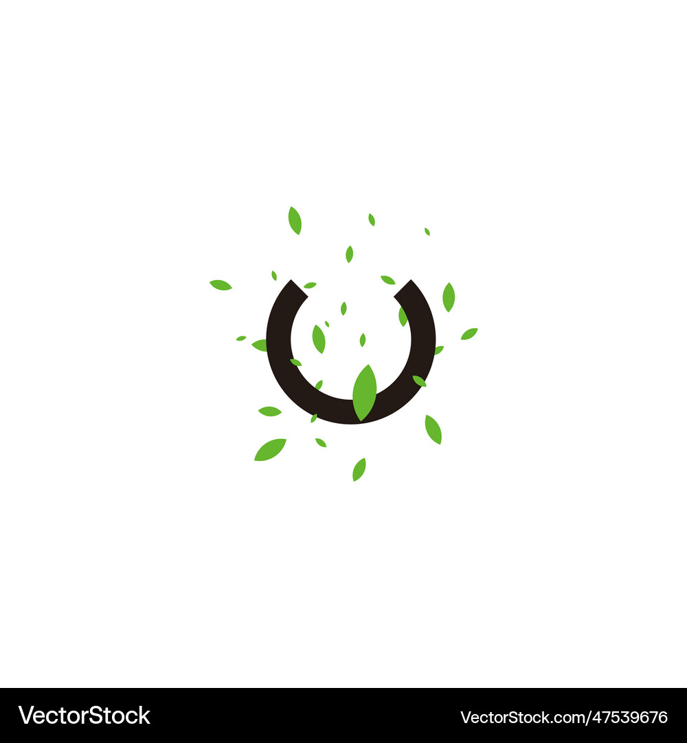 Letter u leaves geometric symbol simple logo Vector Image