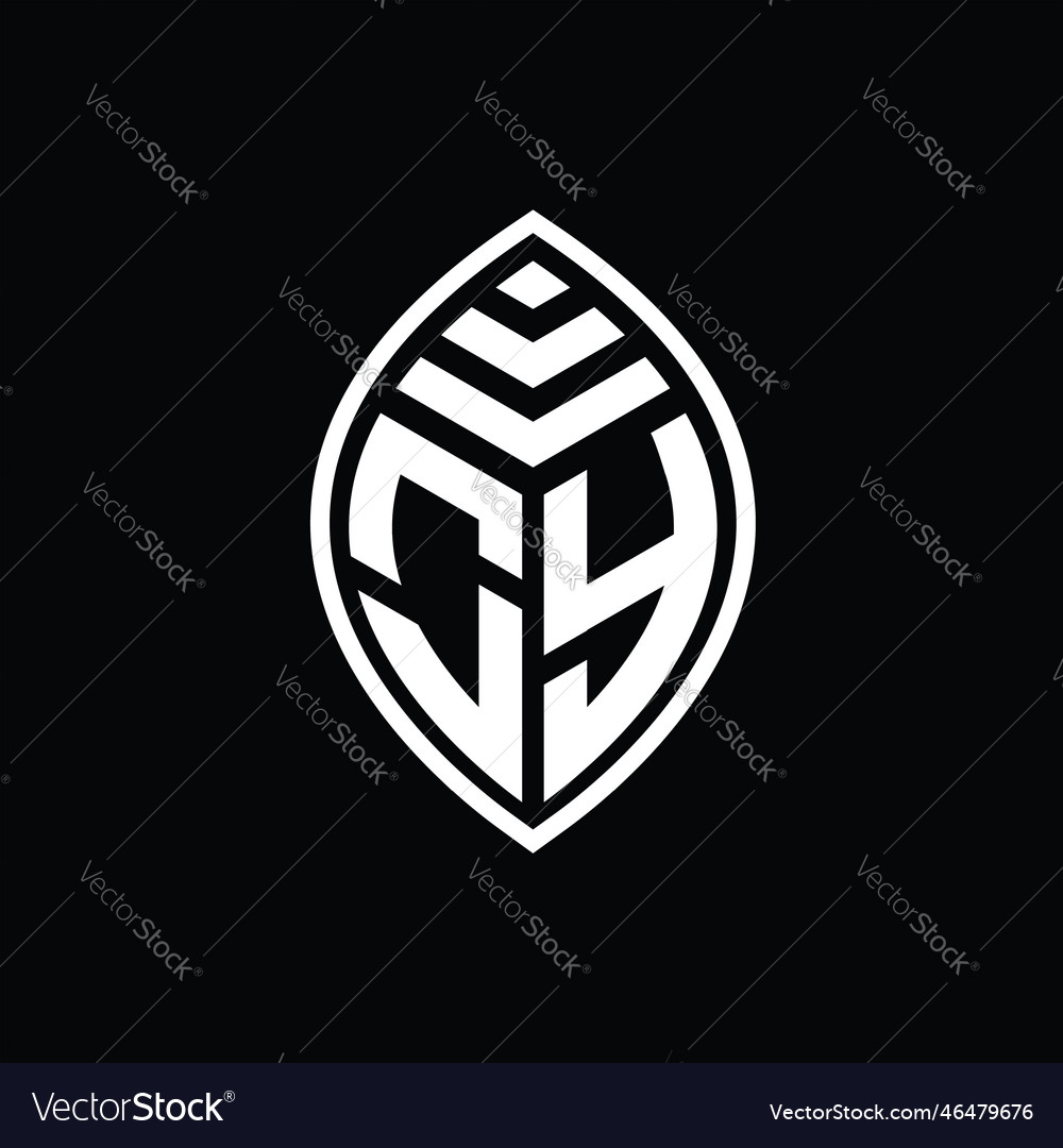 Oy logo monogram leaf shape isolated outline Vector Image