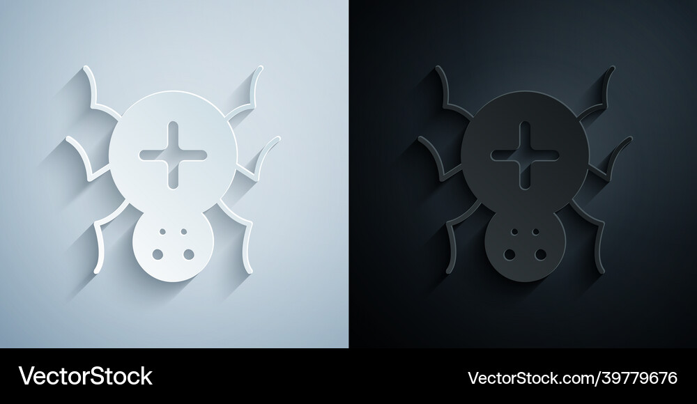 Paper cut spider icon isolated on grey and black Vector Image