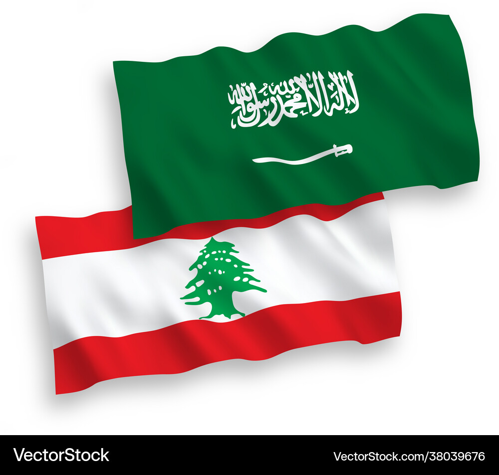 Saudi Arabia and Lebanon Flags Royalty Free Vector Image