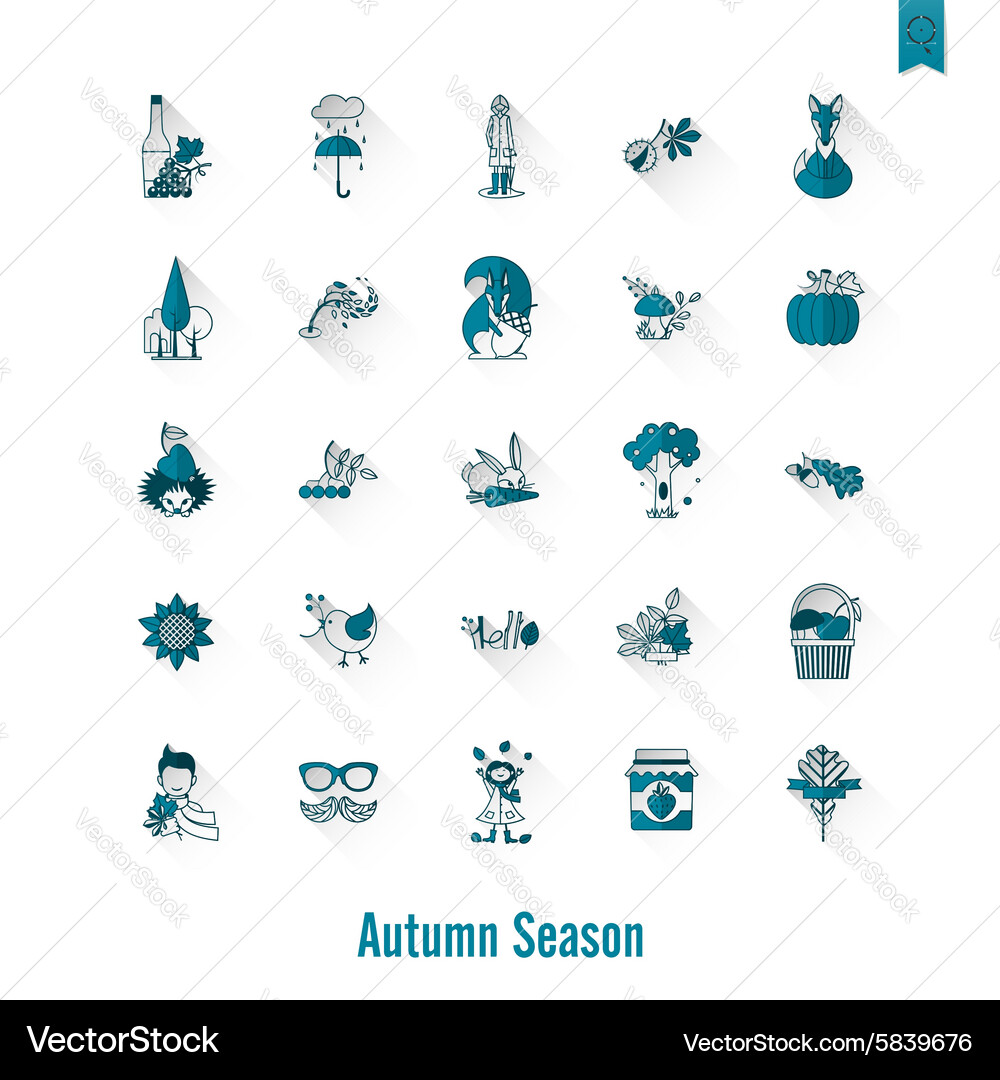 Set of Flat Autumn Icons Royalty Free Vector Image