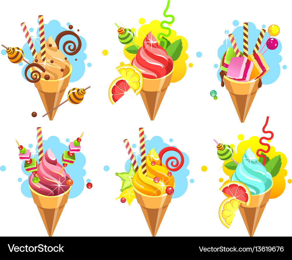 Set of ice cream Royalty Free Vector Image - VectorStock