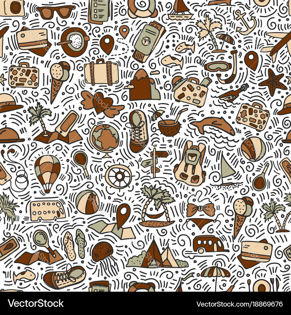 Travel and summer seamless pattern journey Vector Image