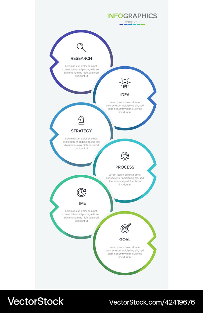 Vertical infographic design with icons and 6 Vector Image