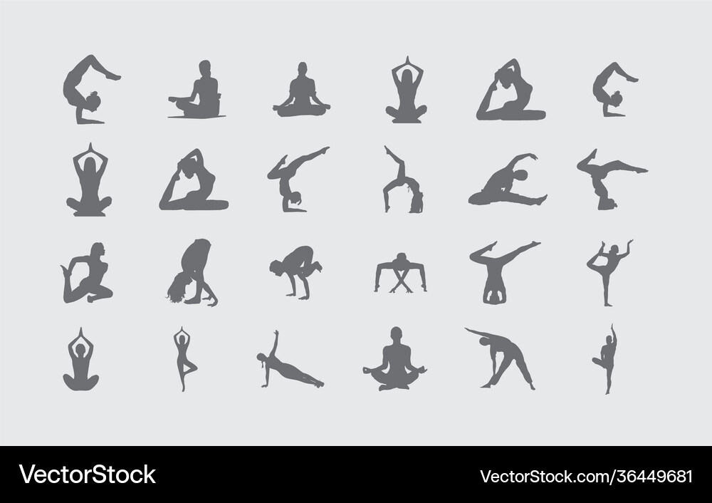 24 yoga designs Royalty Free Vector Image - VectorStock