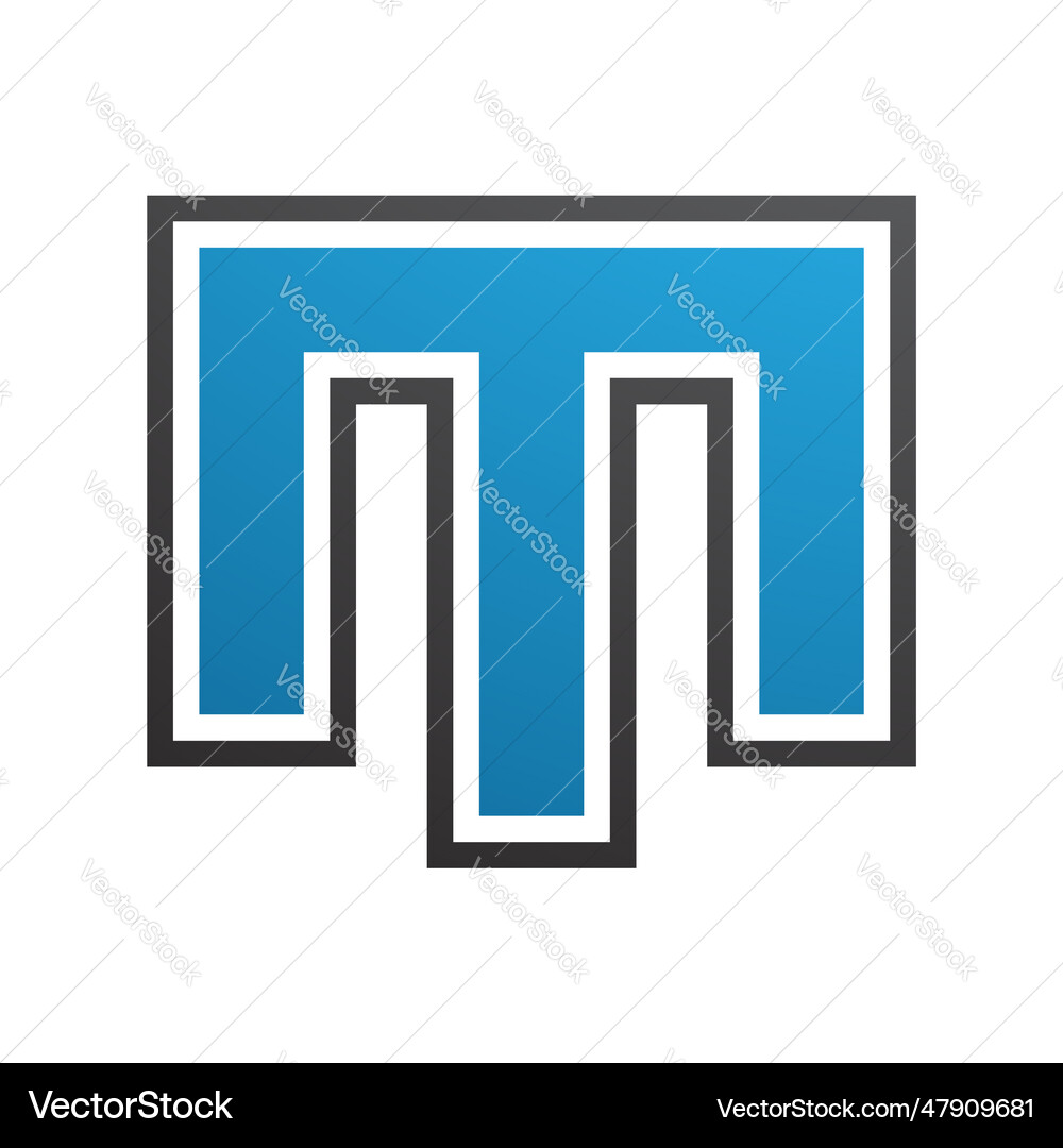Blue and black letter m icon with an outer stripe Vector Image