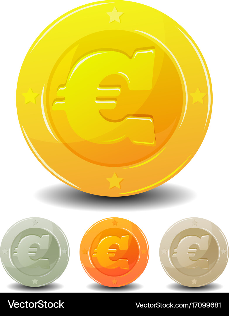 Cartoon euro coins set Royalty Free Vector Image