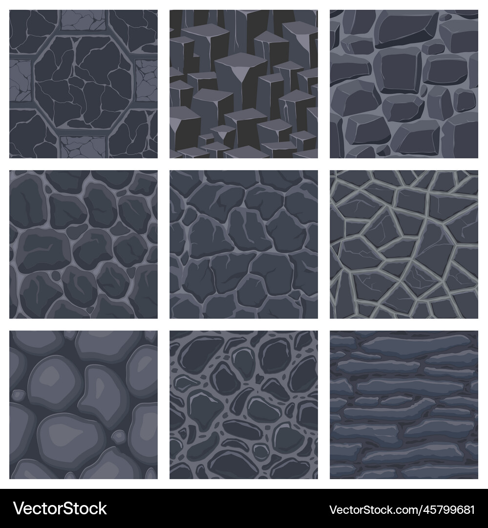 Cartoon game textures rocks dirt and ground Vector Image
