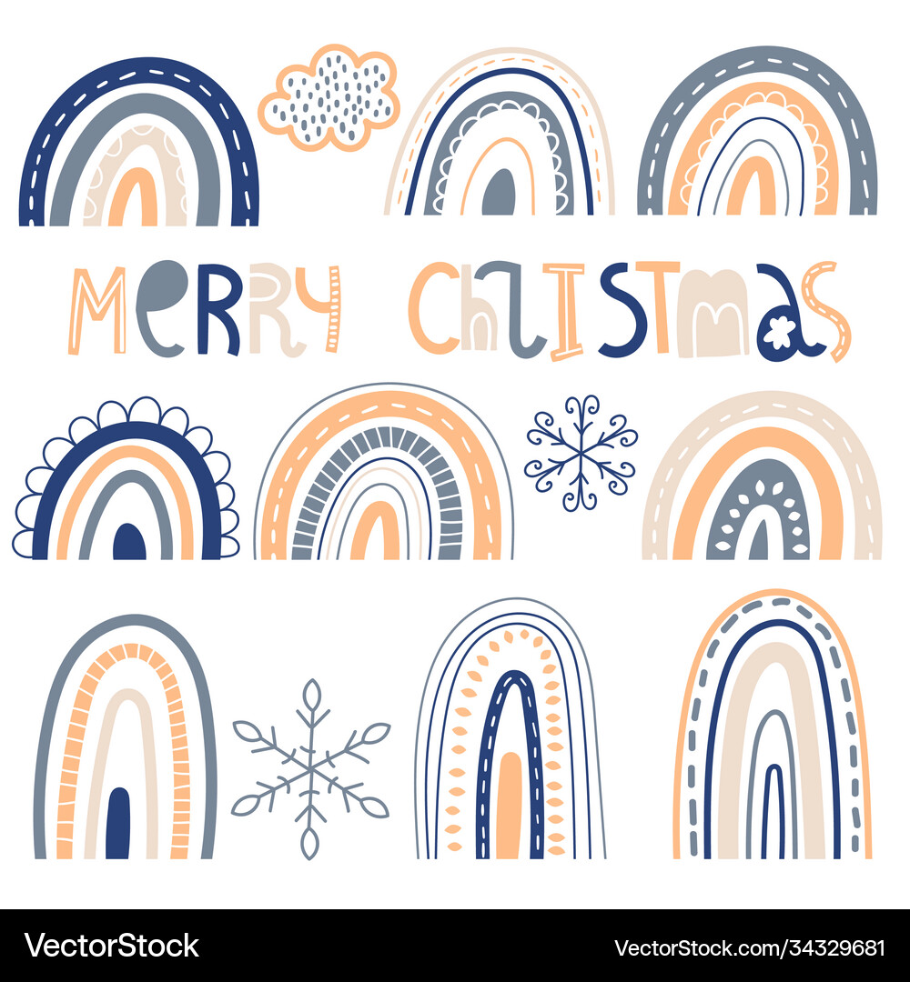 Christmas pattern with winter rainbows Royalty Free Vector