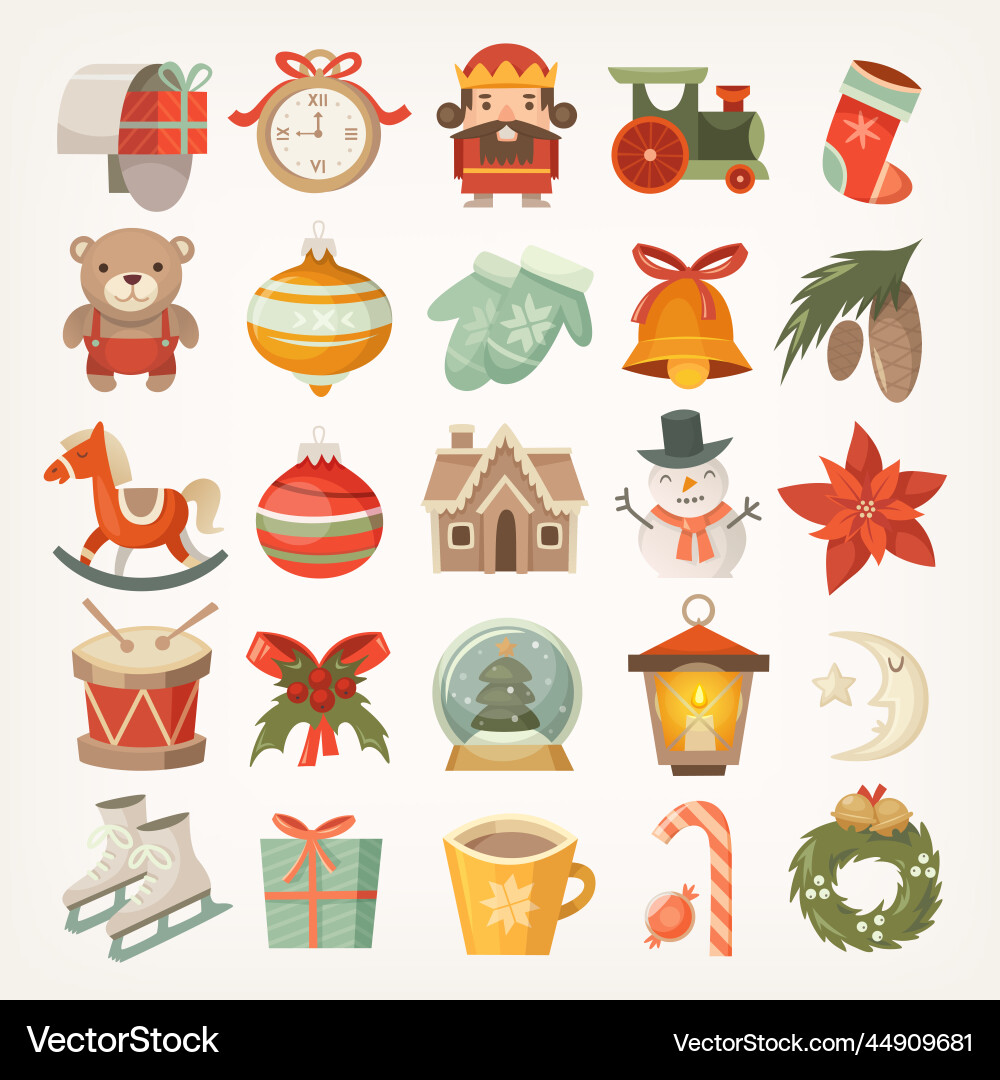 Christmas stickers and icons Royalty Free Vector Image