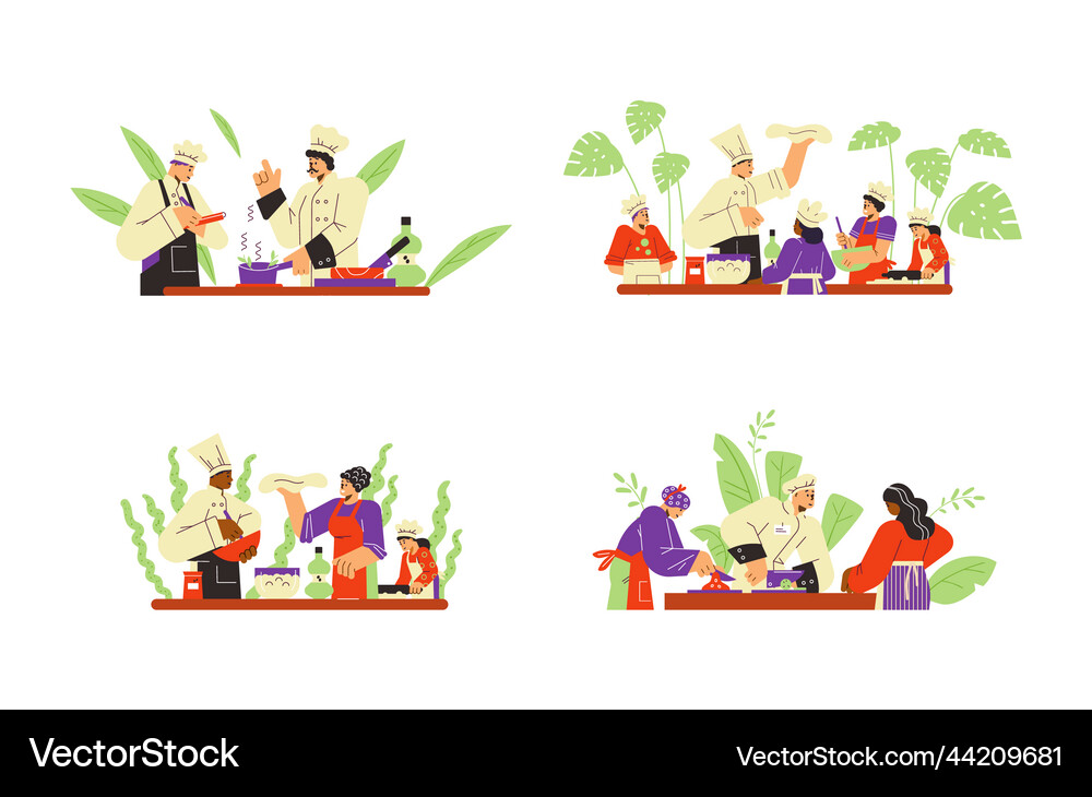 Collection of culinary school and cooking workshop
