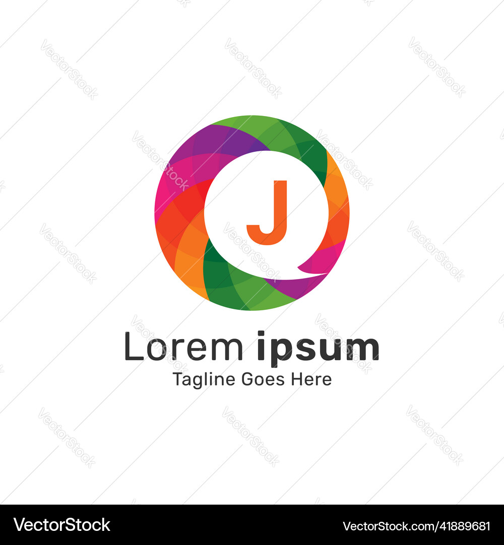Colorful message circle with j letter logo Vector Image