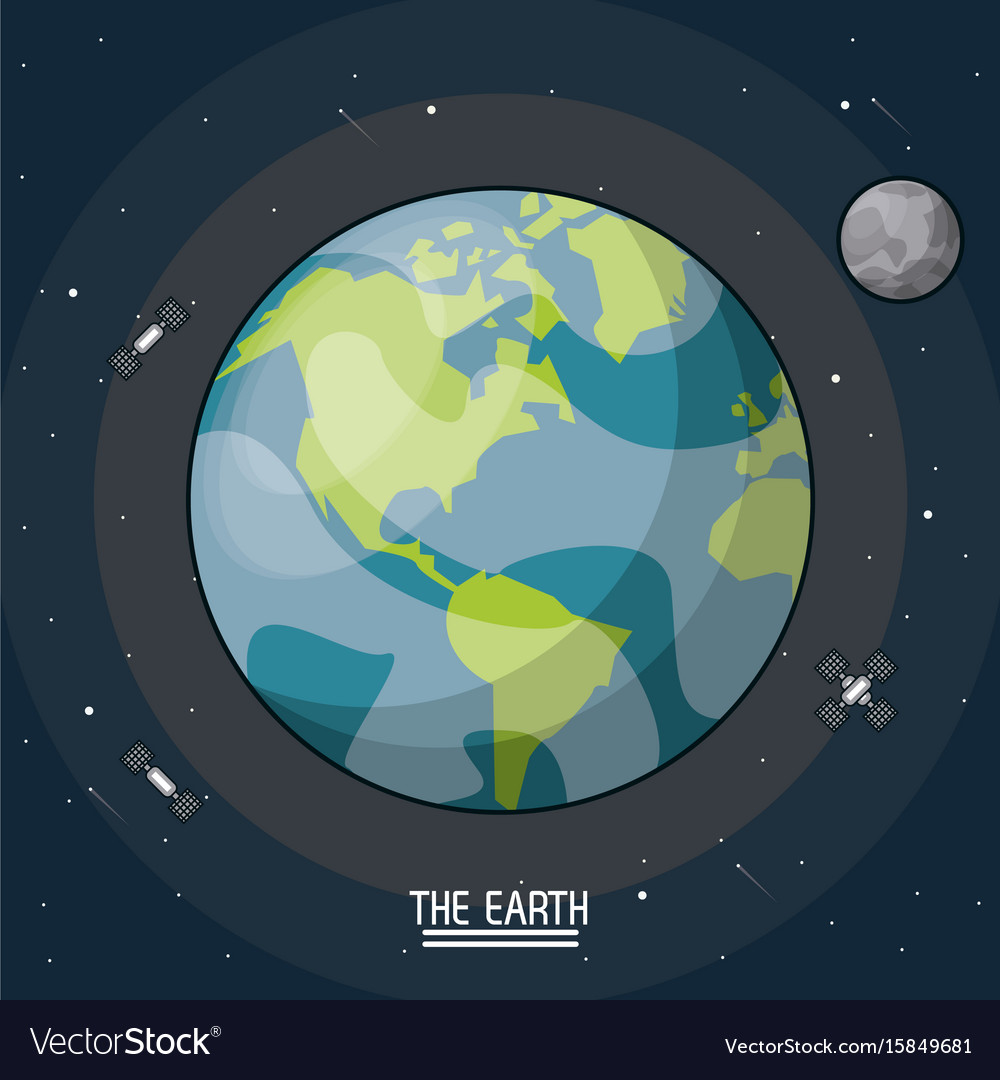 Colorful poster of the planet earth in space Vector Image