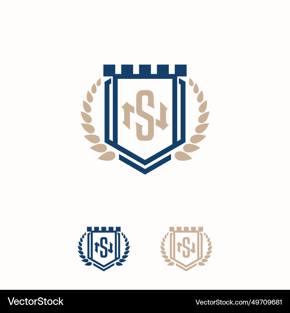 Elegant shield and letter ns logo design template Vector Image