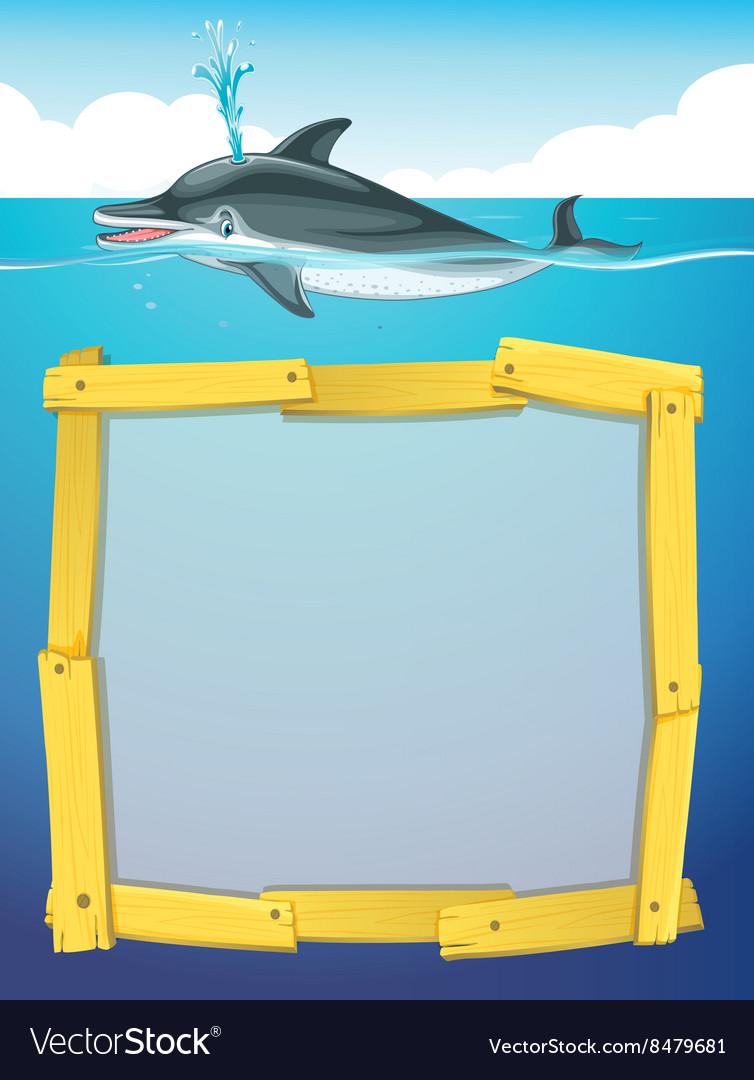 Frame design with dolphin swimming Royalty Free Vector Image
