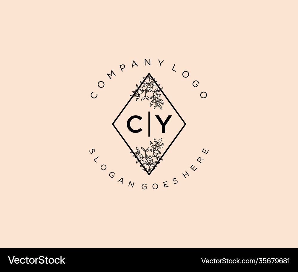 Initial cy letters beautiful floral feminine Vector Image