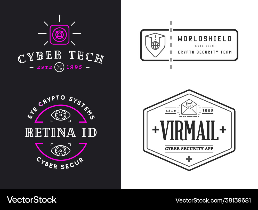 Set cyber security signs or banners with icon Vector Image