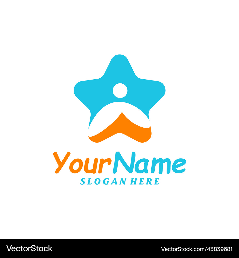 Star kids logo design template child concept Vector Image