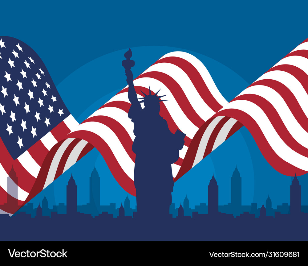 Usa flag and liberty statue design Royalty Free Vector Image