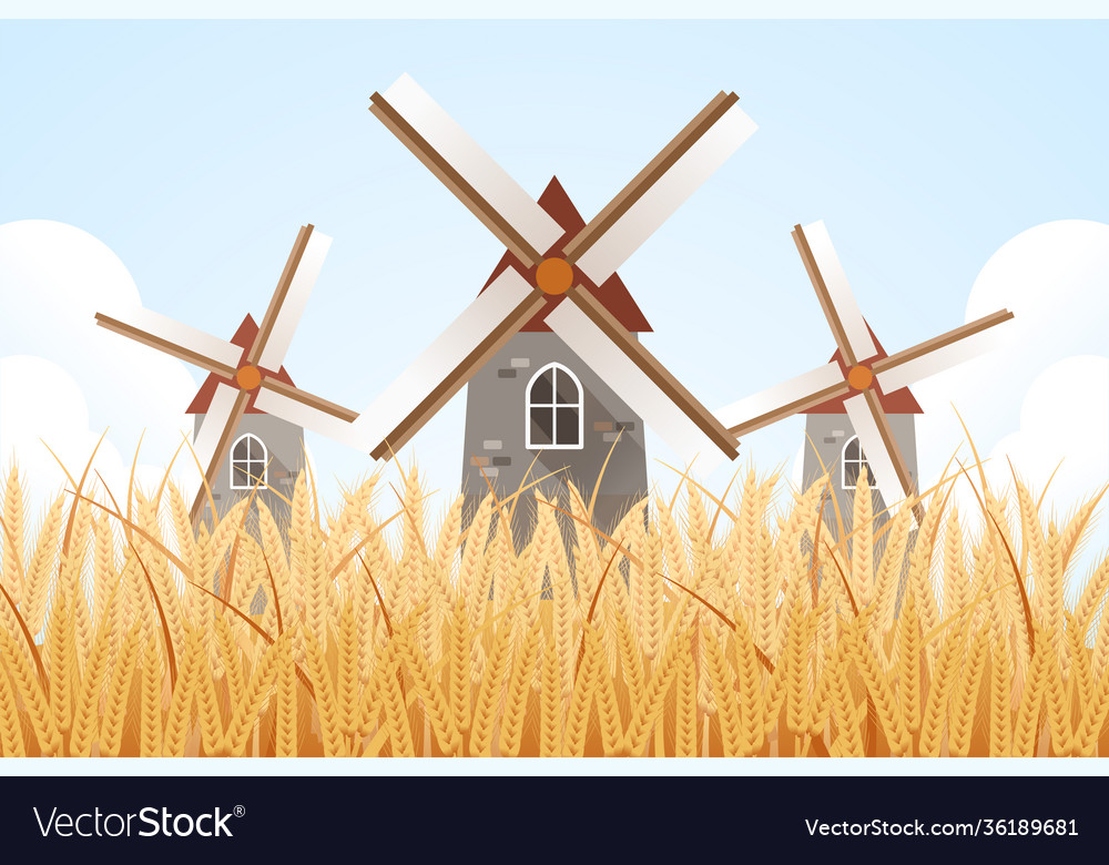 Windmill Royalty Free Vector Image - VectorStock