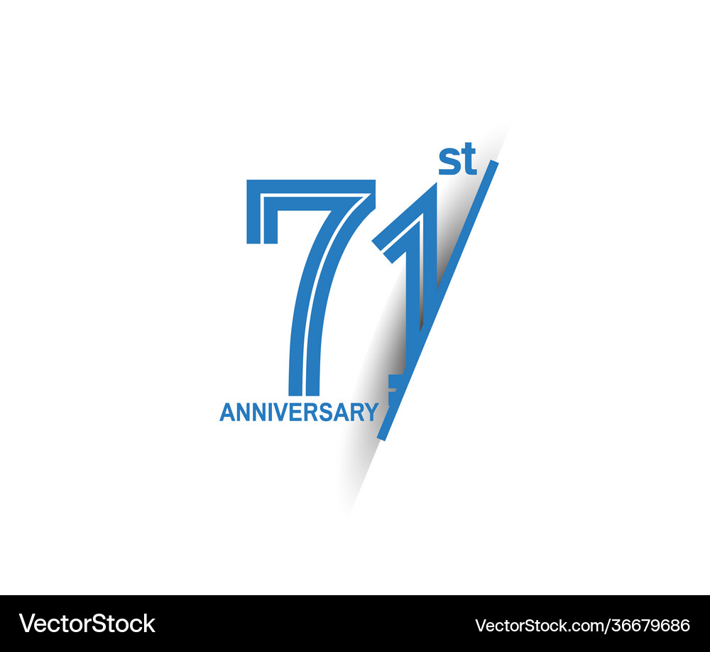 71 anniversary blue cut style isolated on white Vector Image