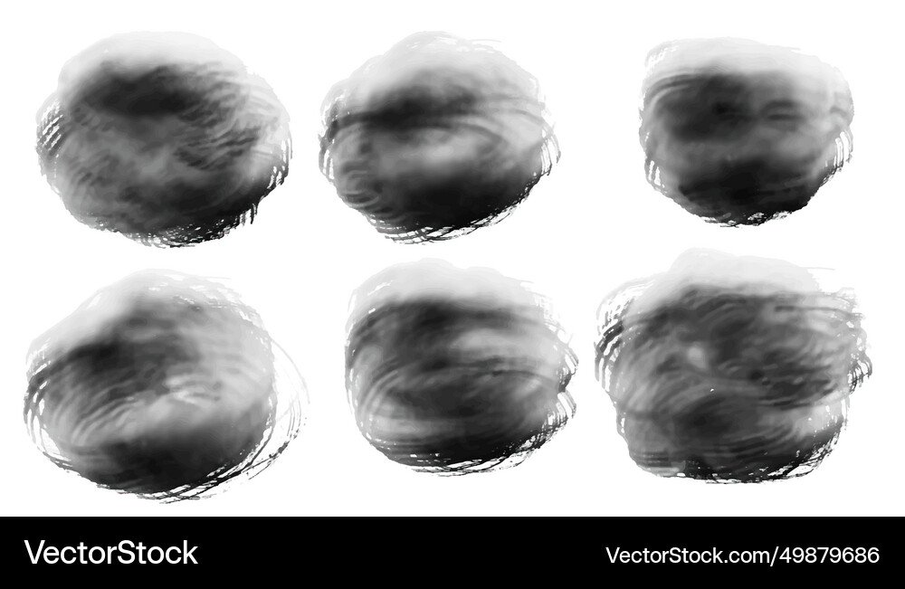 Collection of six hand drawn round shape texture Vector Image