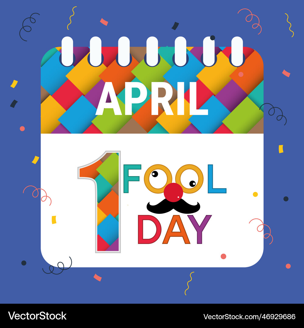Colored april fool day template with calendar Vector Image