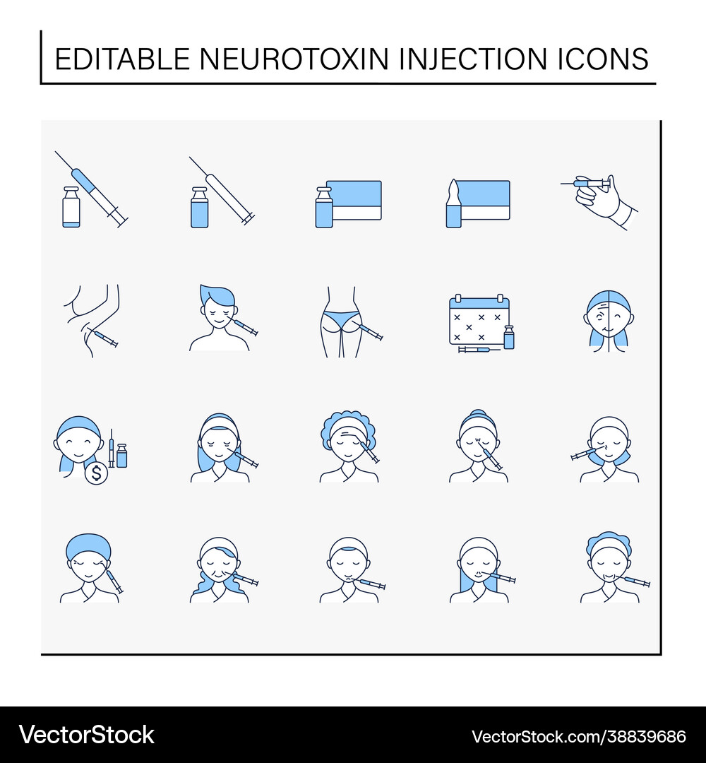 Cosmetic injection line icons set Royalty Free Vector Image