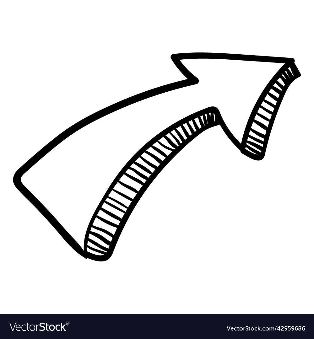 Curved Arrow Doodle High Quality Royalty Free Vector Image