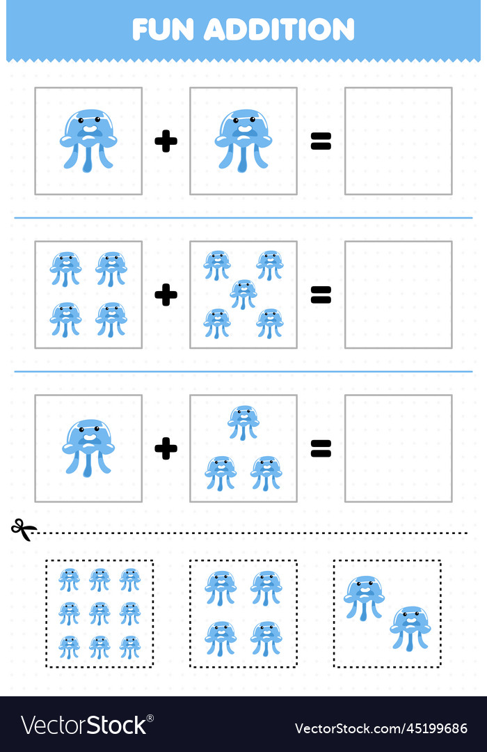 Education game for children fun addition by cut Vector Image