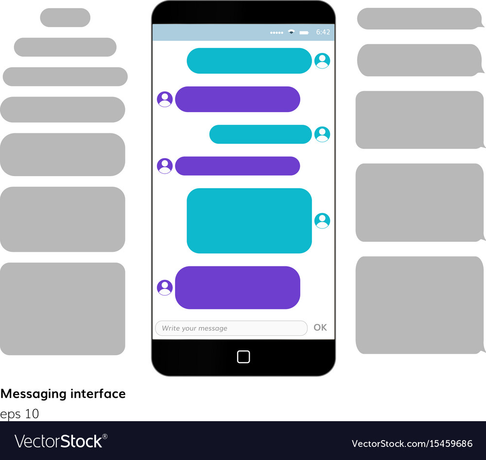 Mobile phone screen messaging text boxes Vector Image Mobile phone screen messaging text boxes Vector Image