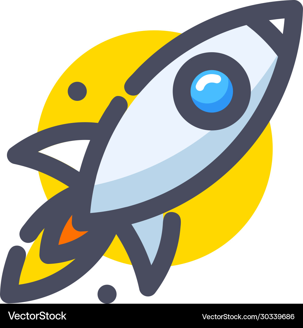Rocket flying up icon colorful cartoon ship Vector Image