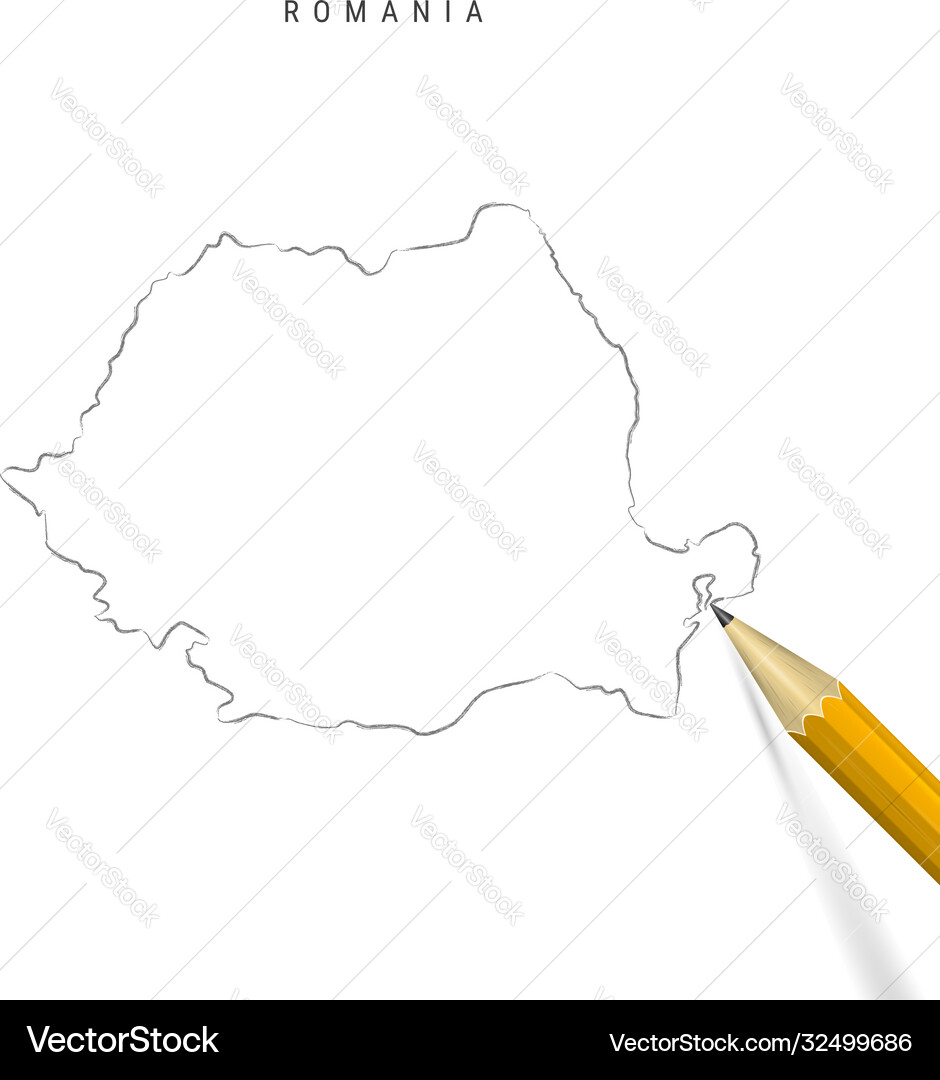 Romania freehand pencil sketch outline map Vector Image