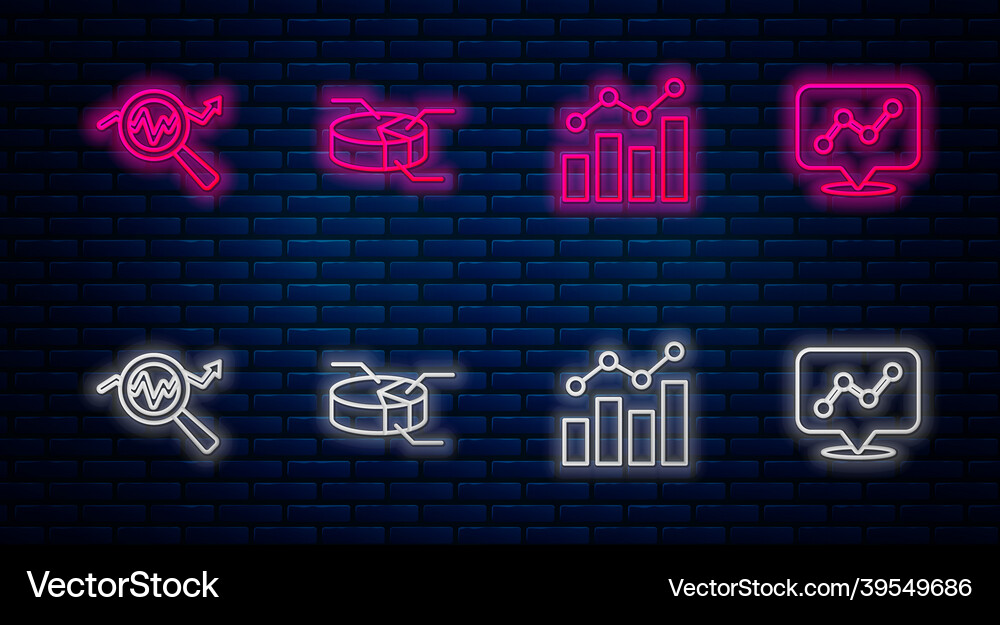 Set line pie chart infographic financial growth Vector Image